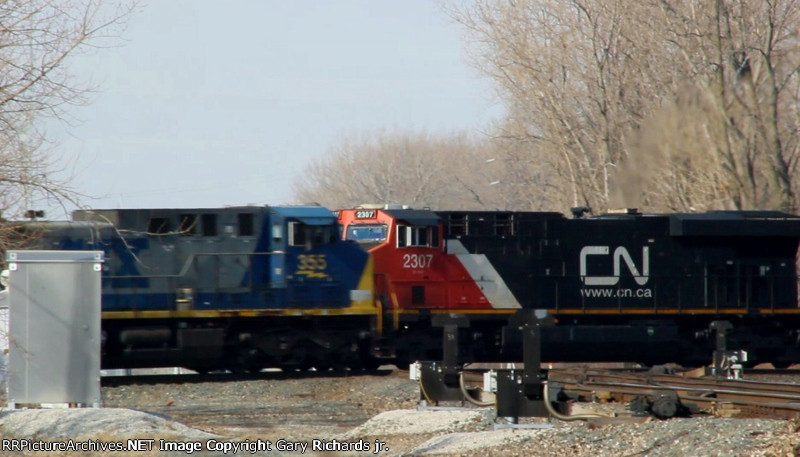 CN 2307 & 5771, CSX 355, 623, & 4060